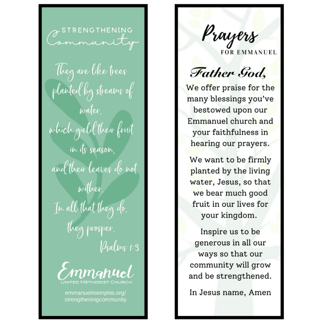 Strengthening Community Bookmark - Emmanuel United Methodist Church